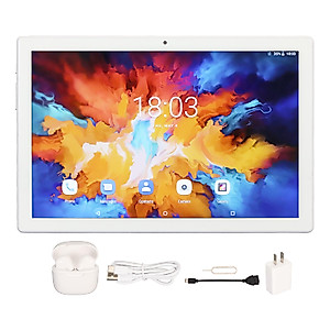 DAUERHAFT 10.1 Inch Tablet PC, 4G LTE Tablet 2.4G 5G WiFi 8800mAh 100‑240V 8 Core CPU 5.0 with Earbuds for Android 11.0 for Work (US Plug)