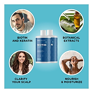 Volumizing Biotin Shampoo for Thinning Hair - Thin Hair Shampoo with Rosemary Argan and Essential Oils for Hair Care - Vegan Sulfate Free Shampoo for Damaged Dry Hair Paraben and Cruelty Free 2 Pack