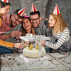 HOYA PONYOO Clear Cake Box, 2-Pack Cake Carrier Container 10" X 10" X 9" with Ribbon Transparent Boxes with Lid Gift Package for Birthday Wedding Party, White