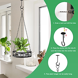 lanccona 3 PCS Plant Hanger Indoor Outdoor, Moon Phase Hanging Plant Holder with 3 Hooks, Hanging Plant Shelf for Boho Home Decor, Black (POTS NOT Included)