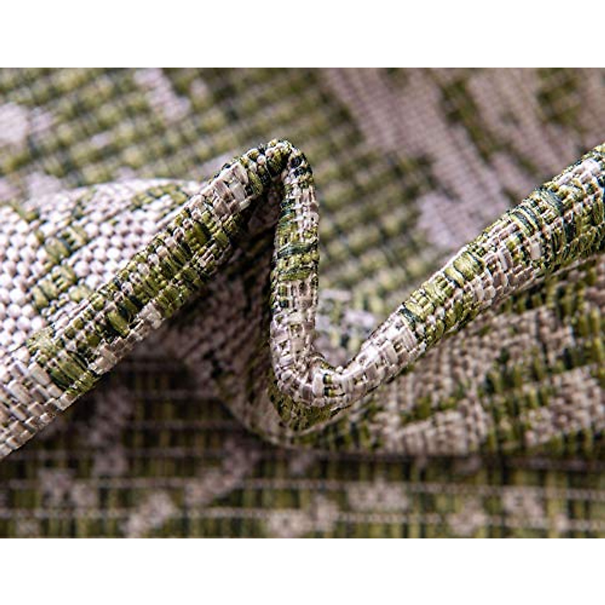 Unique Loom Outdoor Traditional Collection Area Rug - Timeworn (4' 1" Round, Green/ Gray)