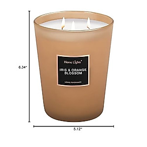 HomeLights Scented Candles | Large Jar Candle-33.3 Oz. Natural Soy Aromatherapy Candles | Up to 130 Hours Burn Time with 3 Cotton Wicks, Home Decorative Fragrance Candle Gift - Iris & Orange Blossom