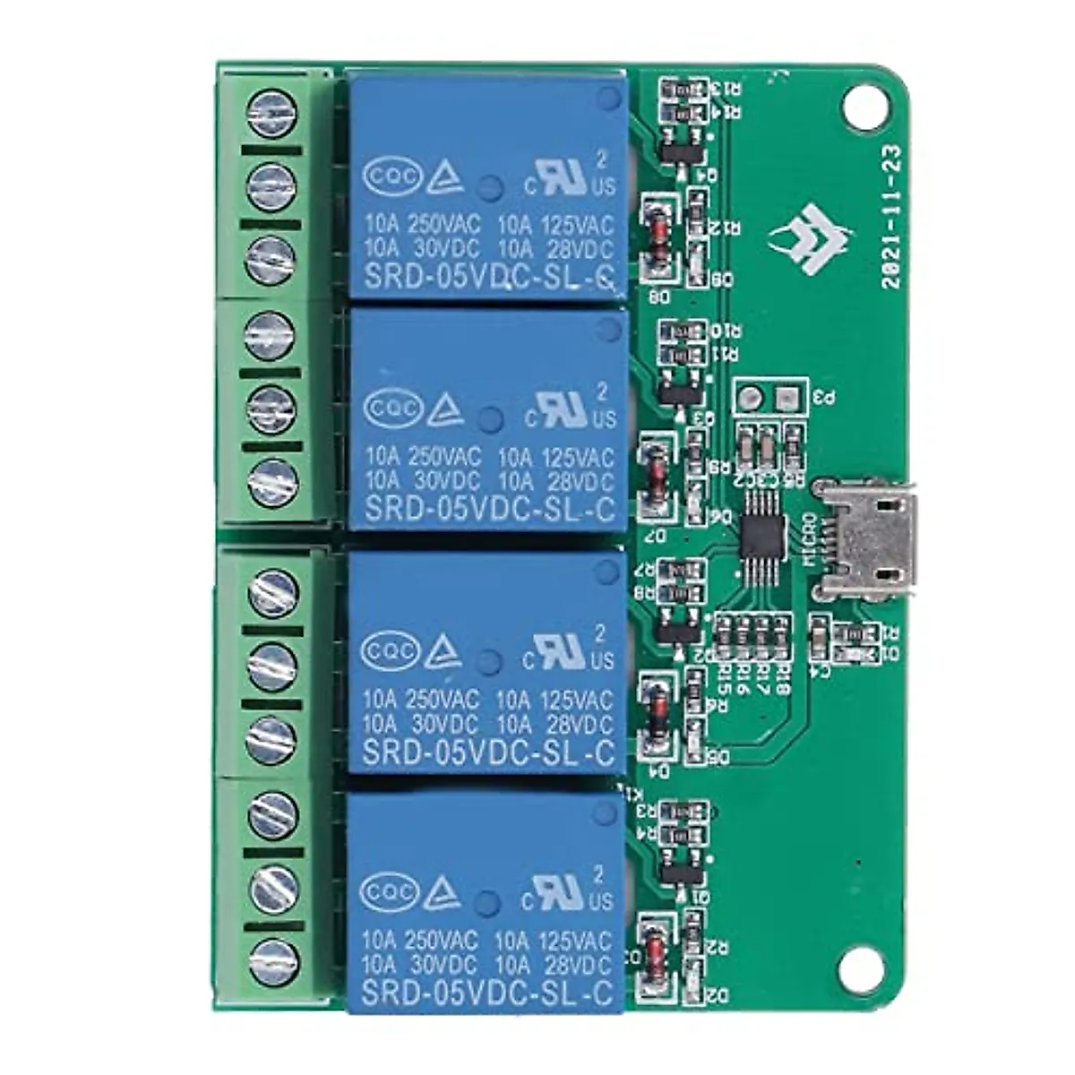 4 Channel Relay Module, Send Serial Commands PCB 10A 250VAC Overcurrent Protection USB Relay Expansion Board Drive Free Intelligent Control for PC