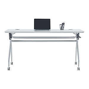 WorkPro® AnyPlace Flip-Top Nesting Training Table, 29-1/2"H x 60"W x 24"D, Light Gray/Silver