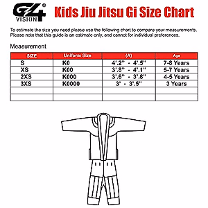 G4 VISION BJJ Kids Jiu Jitsu Gi, Brazilian Jiu Jitsu Uniform, Children Grappling Preshrunk Kimonos Lightweight White Belt (Blue, K0000)