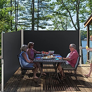 YITAHOME 236''X 70'' Double Side Awning Retractable Side Awning Folding Privacy Screen Privacy Fence Waterproof UV-Resistant Privacy Awning Outdoor for Garden, Deck, Patio, Pools, Balcony, Black