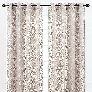 Chanasya Premium Devore Sheer Grommet Curtains - Classy, Light Filtering Drapes for Living Room or Bedroom - 52" x 84" - Taupe, 2 Panels