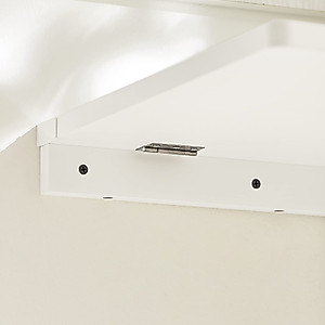 Haotian FWT03-W, White Wall-Mounted Drop-Leaf Table, Folding Kitchen & Dining Table Desk, Home Office Table Desk Workstation, Computer Desk, Trestle Desk