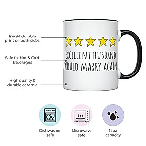 YouNique Designs Wedding Anniversary Mug for Him, 11 Ounces, Husband Mug, I Love You Cup for Him, Just Because Mug for Him, Groom Coffee Mug, Honeymoon Coffee Cup (Black Handle)