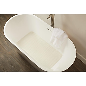Rubbermaid Commercial Products Bath Tub and Shower Mat, Extra Long Safti-Grip Non-Slip Bathroom Mat for Shower/Bathtub with Suction Cups, Machine Washable, 36-Inch X 18-Inch, White