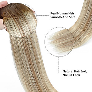 Tinashe Wire Hair Extensions Human Hair Invisible Clip in Hair Extensions Chocolate Brown to Ash Brown and Honey Blonde Secret Headband Wire in Hair Extensions Invisible Hair Wire 14Inch 80g