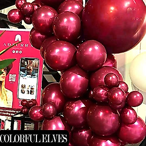 AULE Burgundy Chrome Metallic Latex Balloons 12 Inch 100 Pcs Maroon Balloon for Birthday Party Decorations