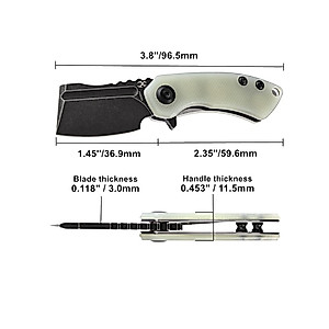 KANSEPT Knives Mini Korvid Cleaver Mini Pocket Knife Jade G10 Handle Kydex Sheath