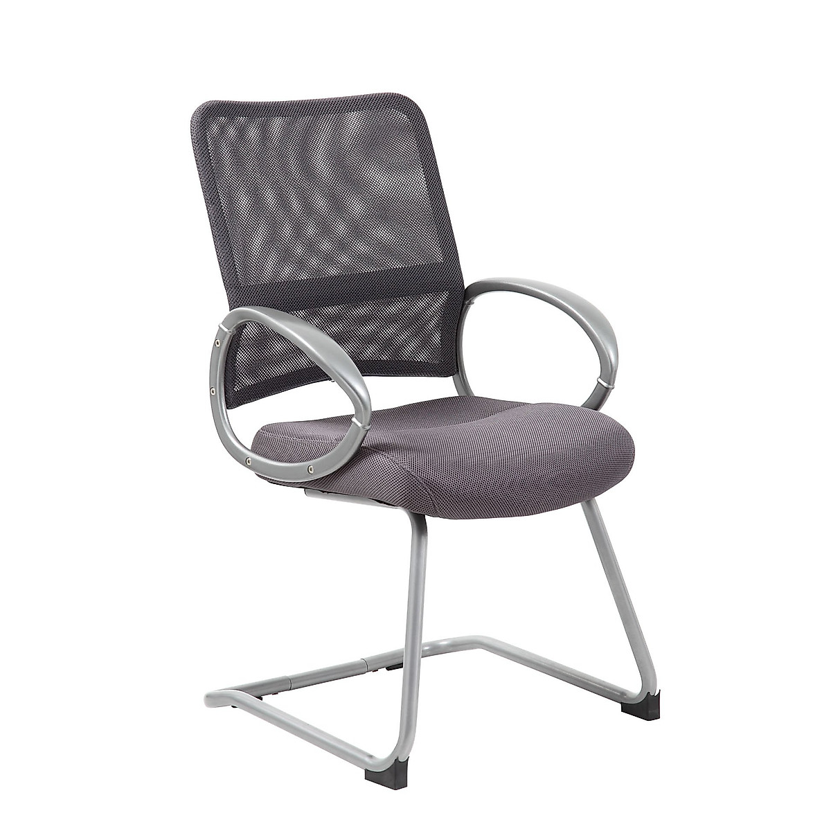 Boss Office Products Mesh Back Guest Chair with Pewter Finish in Charcoal Grey 24D x 24W x 39H in