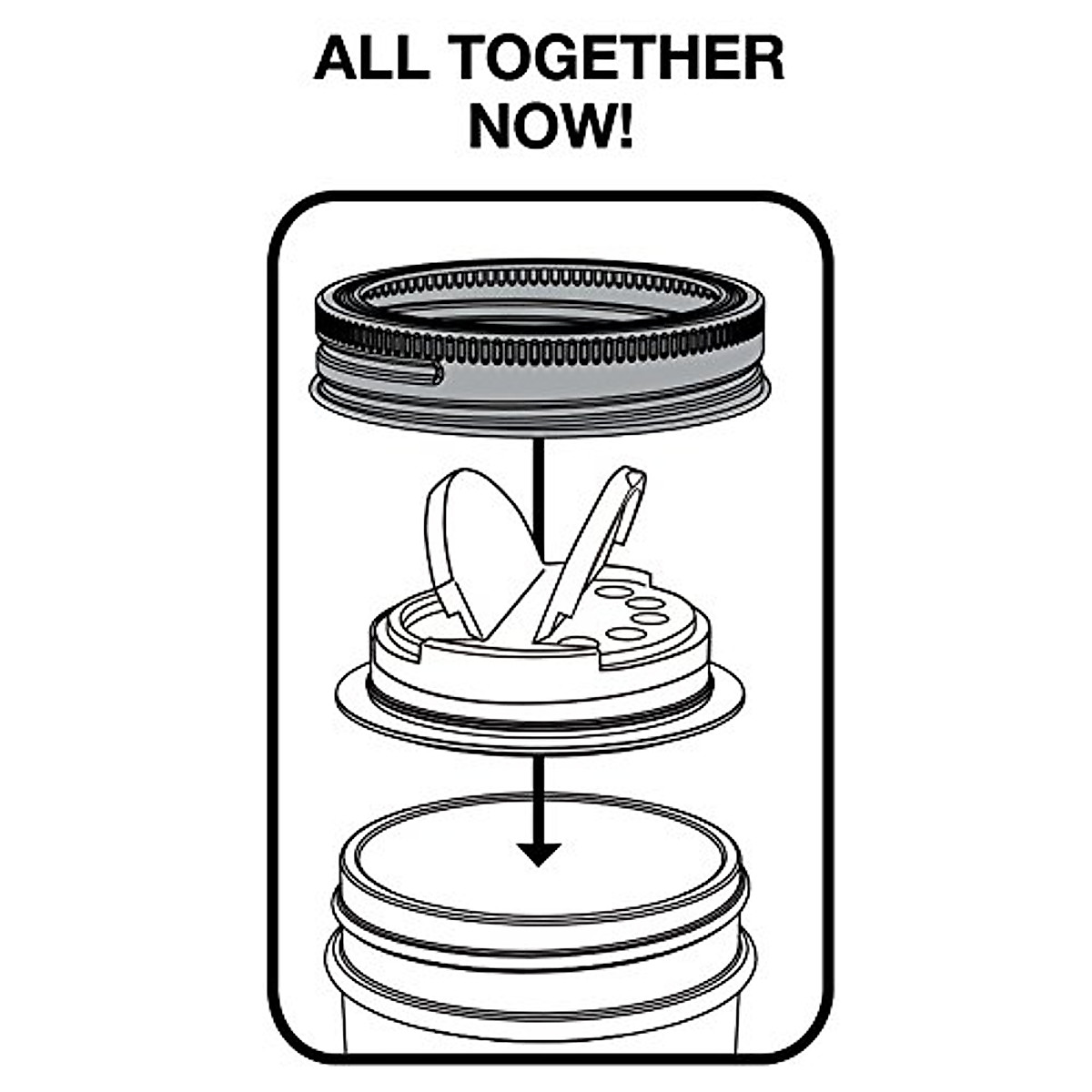 Jarware Spice Lids for Regular Mouth Mason Jars, Set of 2, Black and White