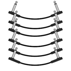 Donner Flat Patch Cables for Guitar Effect Pedal 6 Inch Save Space Clear Sound 1/4" TS Right Angle 6 Packs