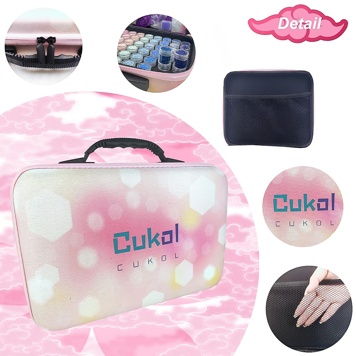 51buyoutgo Diamond Painting Art Storage Containers, 60 Big Slots Portable Diamond Painting Art Accessories Tools Organizer Supplies Box Case Kit Set Pack for Beads Drill Rhinestone Gem Crystal