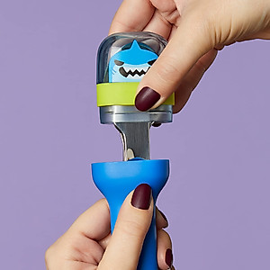 ZOKU Kids Pocket Utensil Set, Shark - Stainless Steel Fork, Knife, and Spoon in Case - Portable Design for Travel, School, Picnics, Camping and Outdoor Home Use