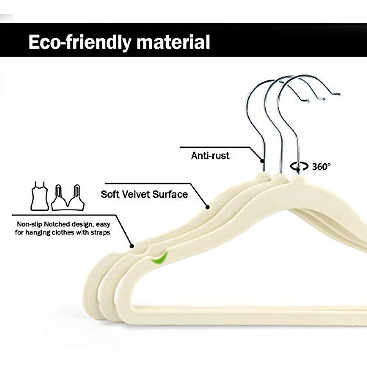 Lemonfilter 20 Pack Kids Velvet Hangers, Non-Slip Baby Clothes Hangers Space Saving Ultra Thin Toddler Children Hangers with 8 Pcs Baby Wardrobe Dividers(Beige)