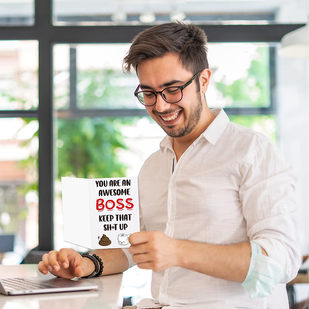SICOHOME Funny Boss Day Card for Boss Women Men from Employee,Employer Appreciation Card,Boss's Day Gift Ideas for Women,Boss Day Gifts for Boss Male Female,Christmas Birthday Card for Boss Manager