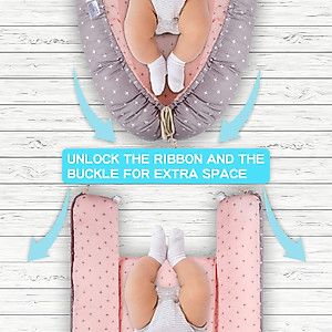 Miracle Baby Lounger Cover Baby Nest Cover Super Soft Breathable Fiberfill Portable Adjustable Newborn Lounger Cover Essential for Newborn Shower Gift (Pink Cross)