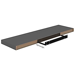 YUHI-HQYD Floating Wall Shelves,Wall Shelves for Living Room,Earthy Room Decor,Shelves for Wall Storage,Invisible mounting System,for Bedroom, Living Room, 2 pcs High Gloss Gray 35.4"x9.3"x1.5" MDF
