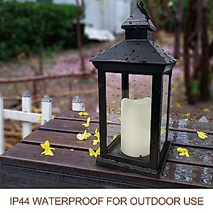 Bright Zeal 2-PACK 14" Black Waterproof Outdoor Lanterns with Flameless Candles and timer - Outdoor Lanterns Battery Powered LED Decorative Waterproof - Black Candle Lanterns Decorative Indoor