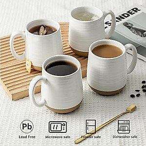 Hasense Coffee Mugs Set of 4, 15 oz Ceramic Coffee Cups with Comfortable Handle, Large Tea Cups for Coffee, Soup, Latte, Mug Set Gift for Wedding, Microwave and Dishwasher Safe, White