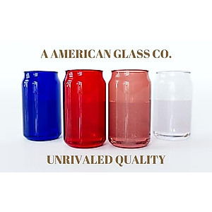 American Glass Co [4 Piece Set] - Artisan Drinking Glasses | 16oz Beer Can Glass Cups - The Perfect Cocktail Glass | Multicolored Water Glasses | Kitchen Glassware (Sapphire Blue)