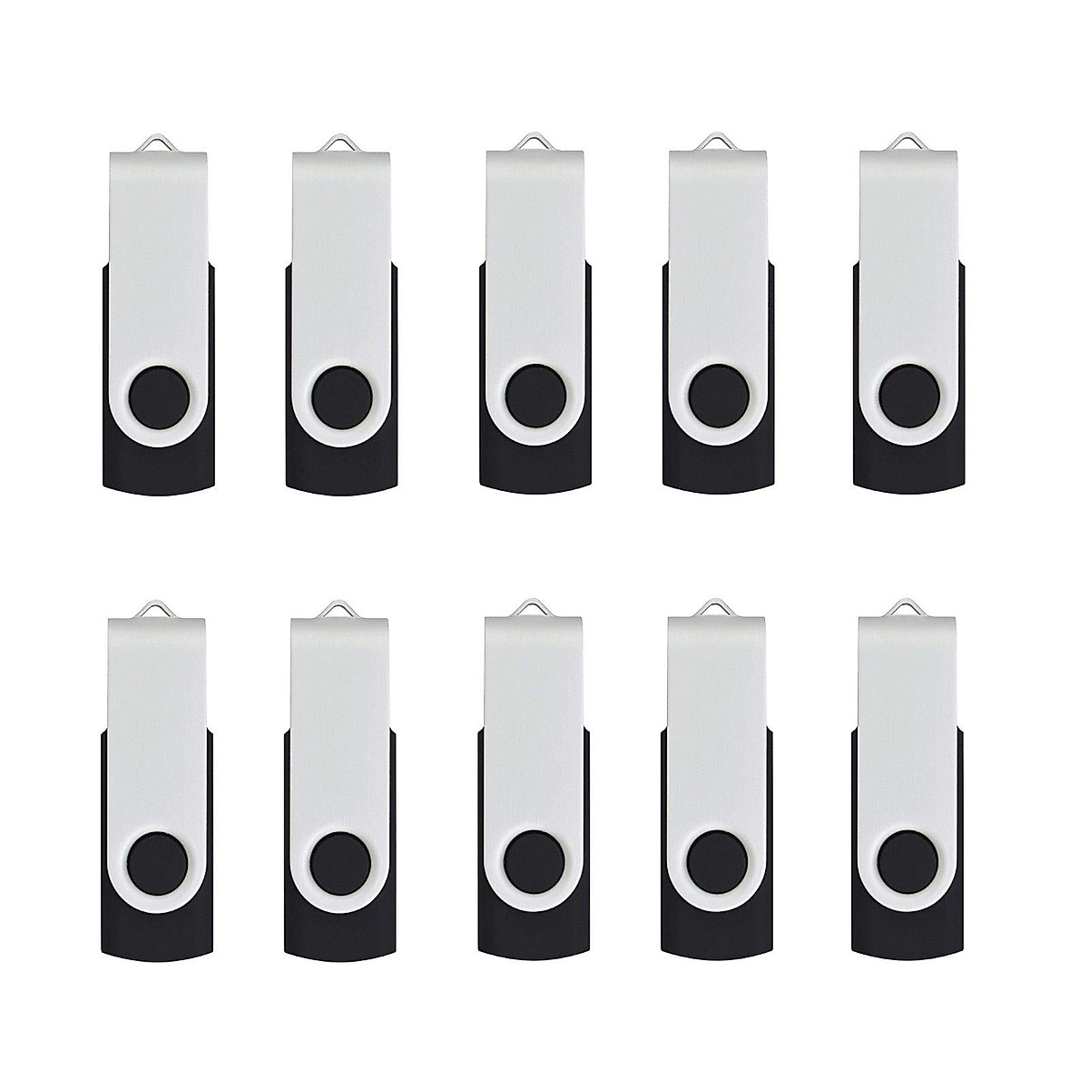 USA, (Black) Wholesale 10 Pack U Disk Bulk Pack USB Flash Drives Swivel Thumb Drive Memory Stick (10 Pack - 16MB (Not GB))