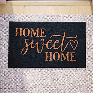 Flash Furniture Harbold Indoor/Outdoor Coir Doormat - Navy Background with Natural Home Sweet Home Message - 18" x 30" - Non-Slip Backing