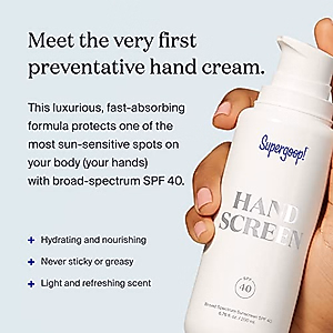 Supergoop! Handscreen SPF 40, 6.76 fl oz - Preventative, SPF Hand Cream For Dry Cracked Hands - Fast-Absorbing, Clean ingredients, Non-Greasy Formula - With Sea Buckthorn, Antioxidants & Natural Oils