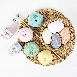 Gazzal Baby Cotton Yarn Set for Knitting and Crochet. Pack of 10 Skeins, Total 1800 Yards. Great for Baby Blankets and Clothes (Pastel)