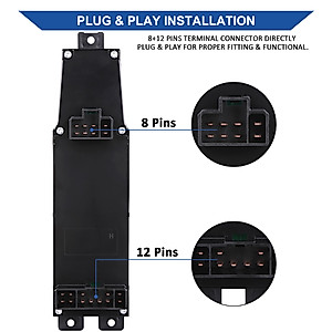 Master Power Window Switch and Bezel 56049805AB, Compatible with 2002-2009 Dodge Ram 1500 2500 3500, 2001-2004 Dodge Dakota, 01-03 Dodge Durango, 05-09 Dodge Sprinter, Replaces 68171680AA, 641-00653L