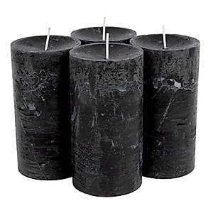 SPAAS Rustic Black Pillar Candles - 2.8" X 5" Unscented Black Candles - 4 Pack Rustic Halloween Candles for Black Home Decor, Halloween Decor, Wedding, Spa, Holidays, Restaurants