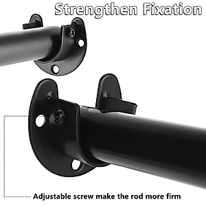 RHBLME 10PCS Stainless Steel Closet Rod Brackets Black, 1-1/4 Inch Diameter U-Shaped Closet Rod Holders, Heavy Duty Closet Rod End Supports Closet Pole Sockets Flange Rod Holder Set with Screws