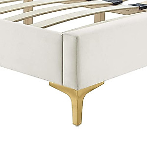 Modway Yasmine Channel Tufted Performance Velvet Full Platform Bed in White