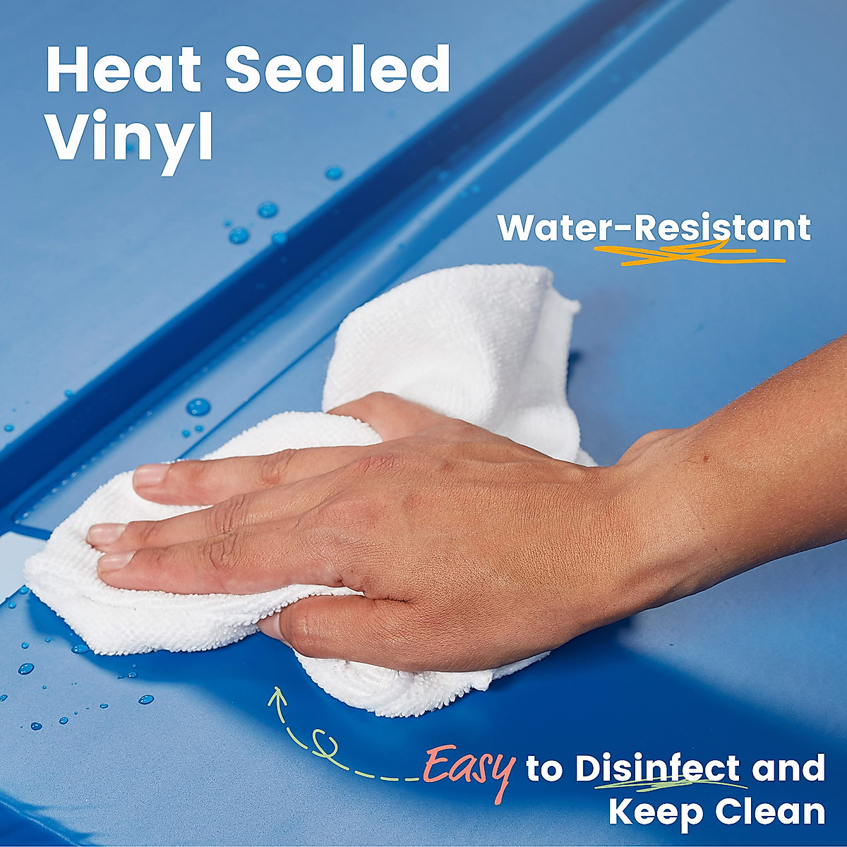 ECR4Kids Premium Folding Rest Mat, 4-Section, 2in, Sleeping Pad, Blue/Red, 1-Piece