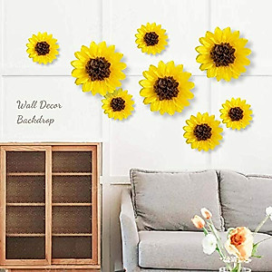 ANSOMO Sunflower Tissue Paper Pom Poms Décor Yellow Flowers Wall Hanging Party Decorations Birthday Bridal Baby Shower Wedding 12" 8" Pack of 10