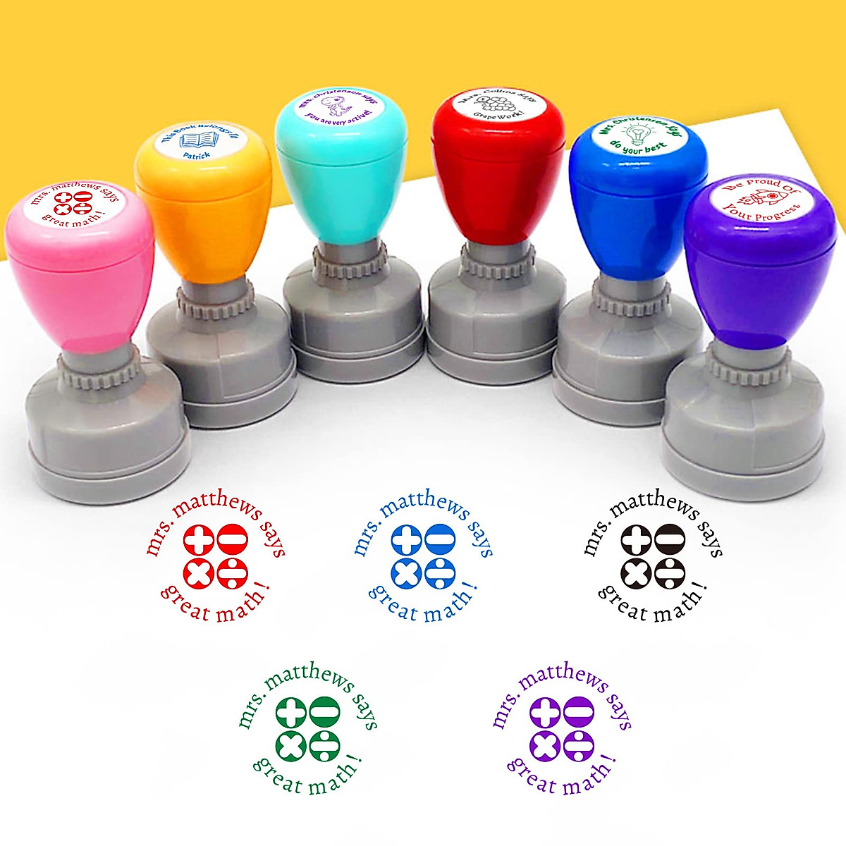 Personalize Custom Teacher Stamp for Grading Classroom Teachers Review Homework Feedback Colorful Stamps