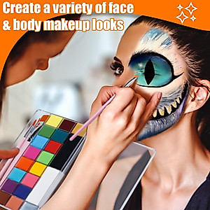 Drawdart Face Body Paint Kit, 20 Colors Oil Based Painting Palette with 4 Professional Artist Brushes, Large Deep Pan Face Painting Kit Ideal for Halloween SFX Cosplay Costume Makeup