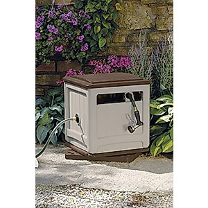 Suncast 225 ft. Swivel Hideaway Hose Reel with Hose Guide and Crank Handle, Mocha/Taupe