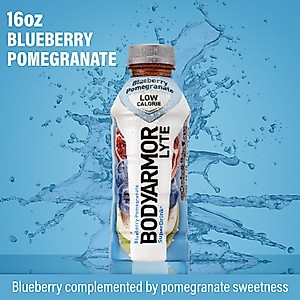 BODYARMOR LYTE Sports Drink Low-Calorie Sports Beverage, Blueberry Pomegranate, Coconut Water Hydration, Natural Flavors With Vitamins, Potassium-Packed Electrolytes, Perfect For Athletes, 16 Fl Oz (Pack of 12)