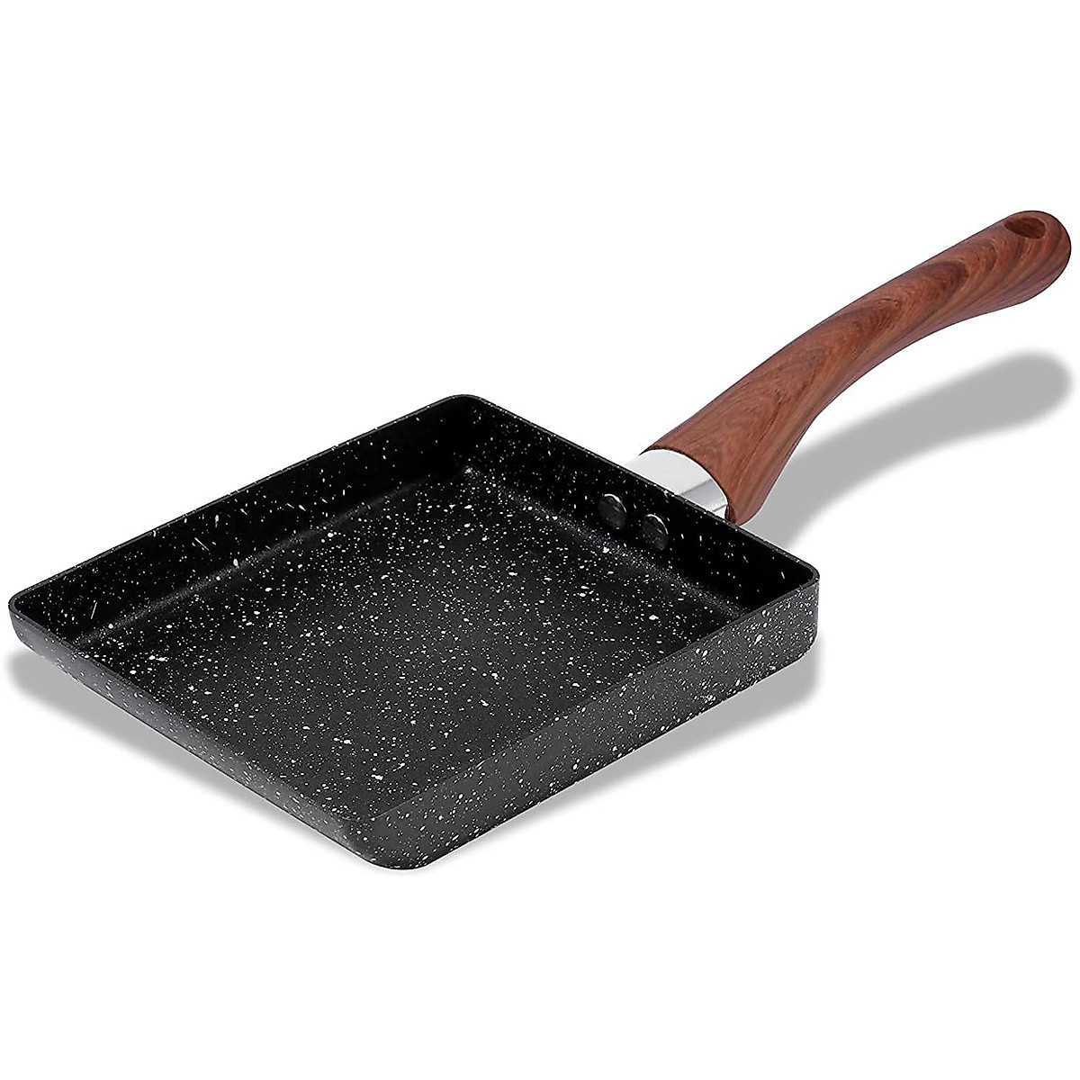Sun Terriory Tamagoyaki Omelette Pan,Nonstick Cast Iron Egg Pan,Japanese Egg Pan,Rectangle Mini Frying Pan with Silicone Spatula & Brush,6.6×7.7inch,Black