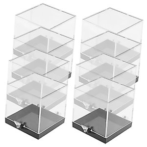 Garneck 8pcs Boxes Glass Jewelry Display Case Glass Containers with Lids Square Containers with Lids Clear Acrylic Show Box Square Display Case Sample Collection Box Storage Container Ring