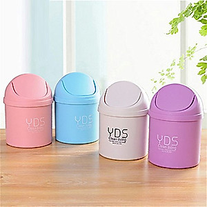 tbpersicwT Trash Can Creative Desktop Mini Trash Can Covered Kitchen Living Room Desk Trash Box Pink