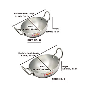 Aluminium Small Kadhai Set of 2 Different Size,Indian Frying Pan or kadhai -Color White