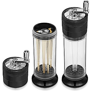 Herb Grinder 3-in-1 Hand Crank Spice Rolling Milling Loader Roller Filler Flower Buds Storage with Mangetic Liq Crusher Grinding