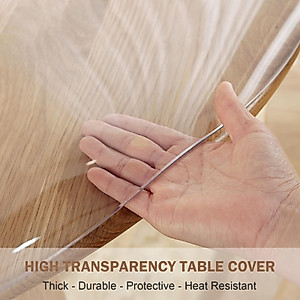 LovePads 2mm Thick Clear Round Table Cover Protector 48 Inch Clear Round Table Protector for Dining Room Table, Round Plastic Table Cover, Plastic Cover for Round Table, PVC Round Table Pads