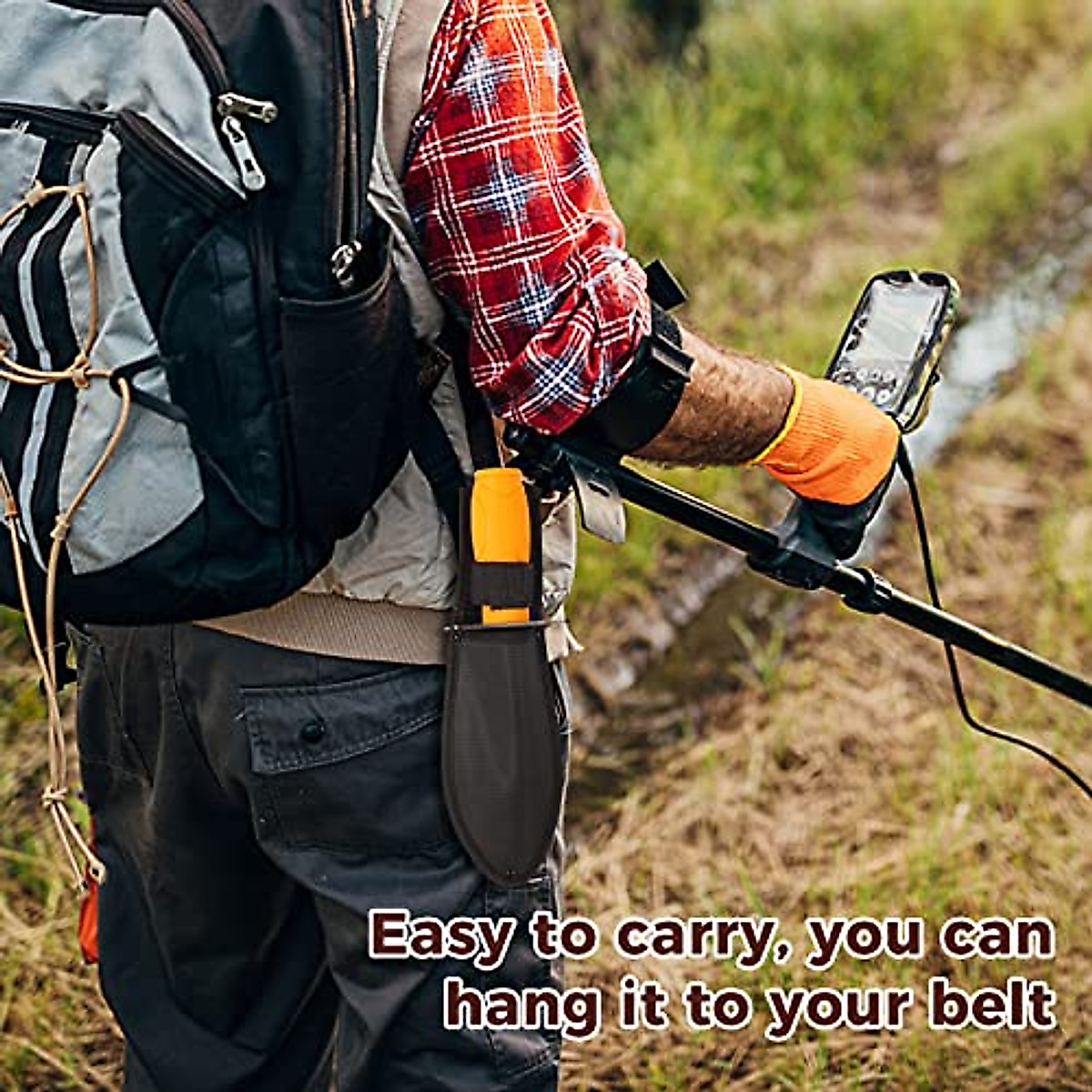 NUOSHIKE Metal Detector Digger Tools with Coin Probe, 7.48 inch Blade, Heavy Duty Serrated Edge Digger,Garden Knife with Sheath for Belt Mount
